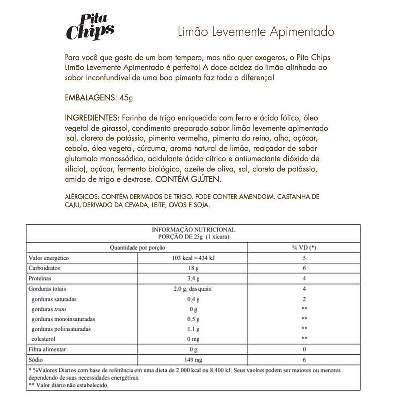 Snack de Pão Sírio Sabor Limão Apimentado Pita Bread 45g | Mambo ...