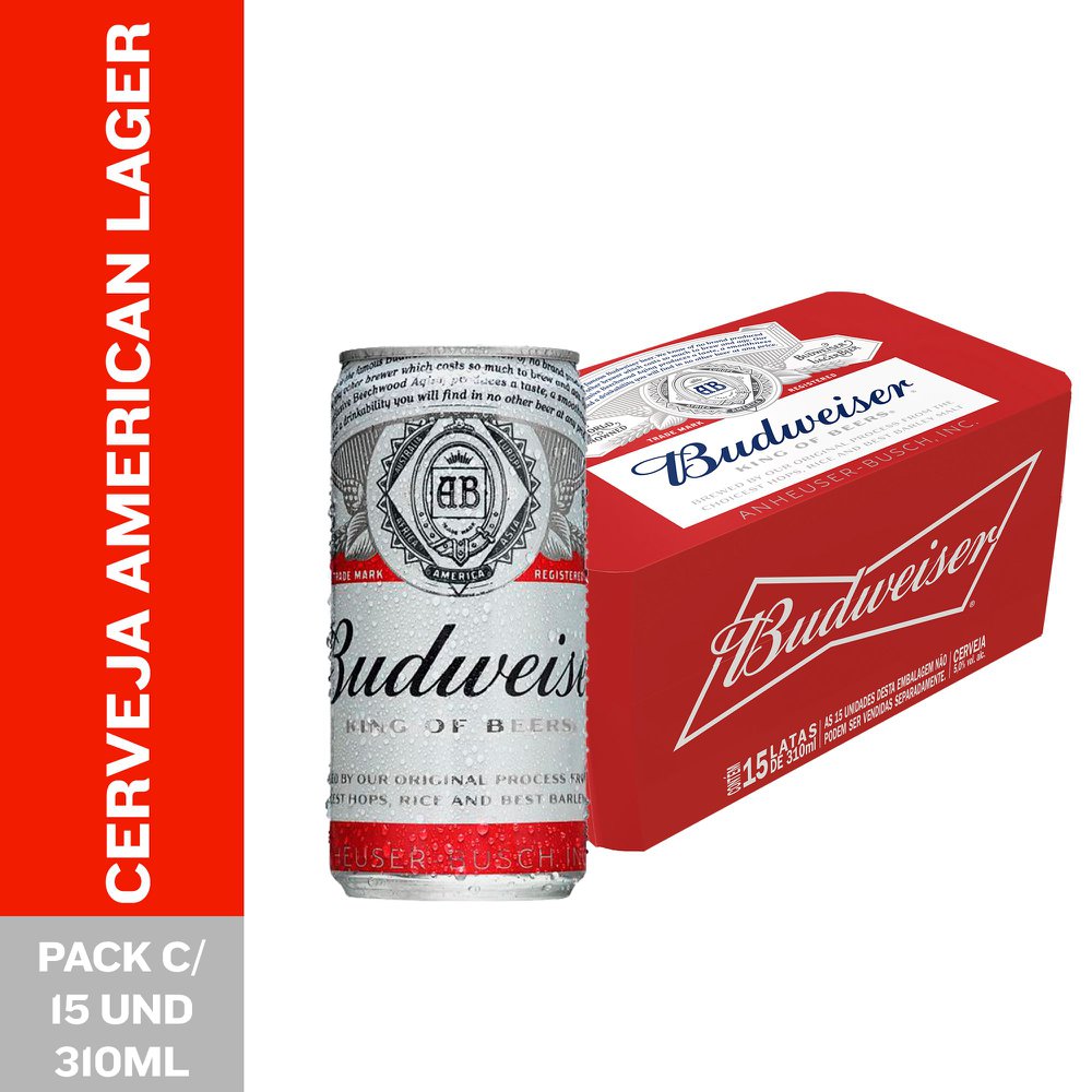 Pack Cerveja Lager Lata Budweiser 310ml 15 Unidades | Mambo ...
