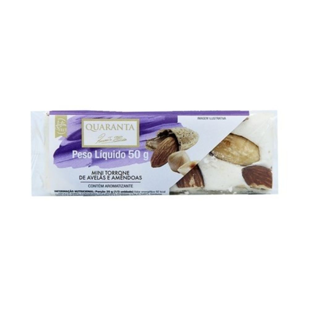 Mini Torrone de Avelãs e Amêndoas Quaranta 50g |Mambo Supermercado São ...