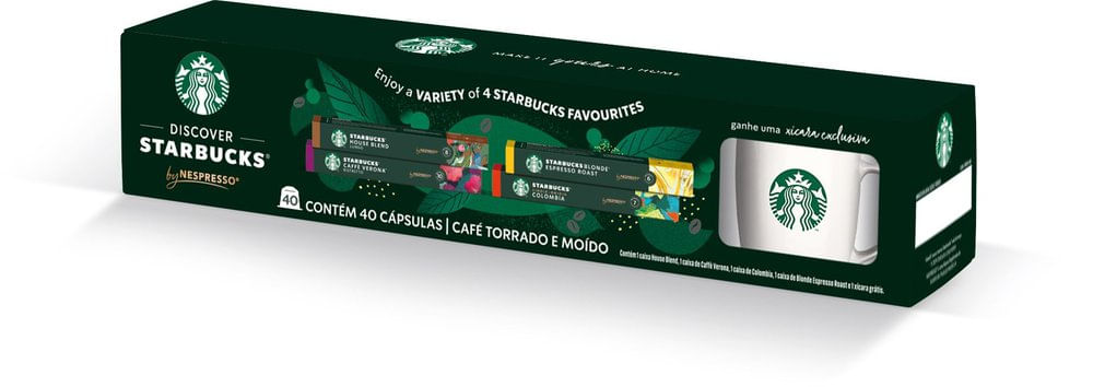 Kit Cápsula de Café + Caneca Nespresso & Starbucks Caixa com 40 ...