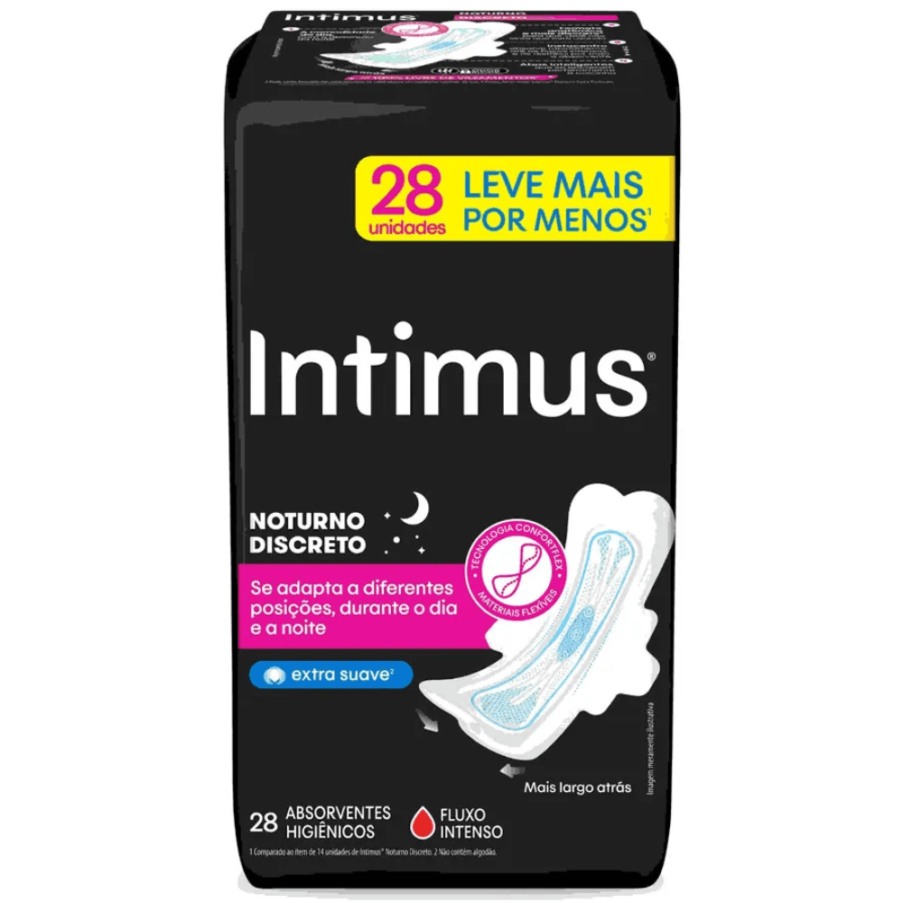 Absorvente com Abas Extra Suave Noturno Discreto Intimus com 28 ...