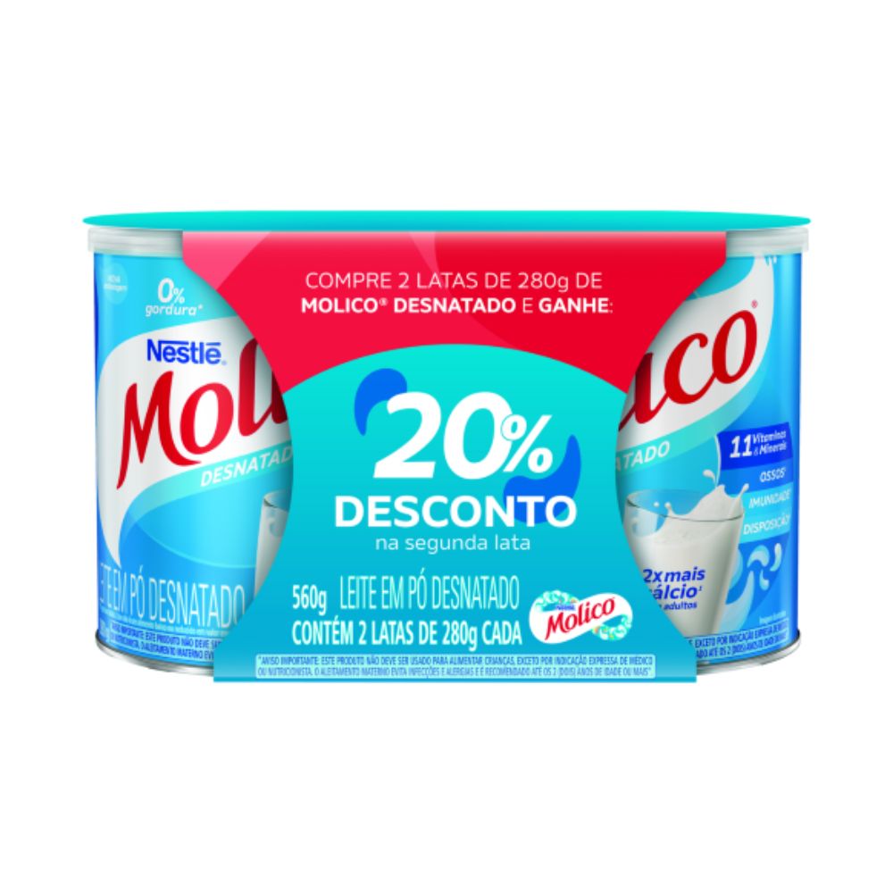 Leite em Pó Desnatado Molico 560g com 2 Unidades |Mambo Supermercado ...