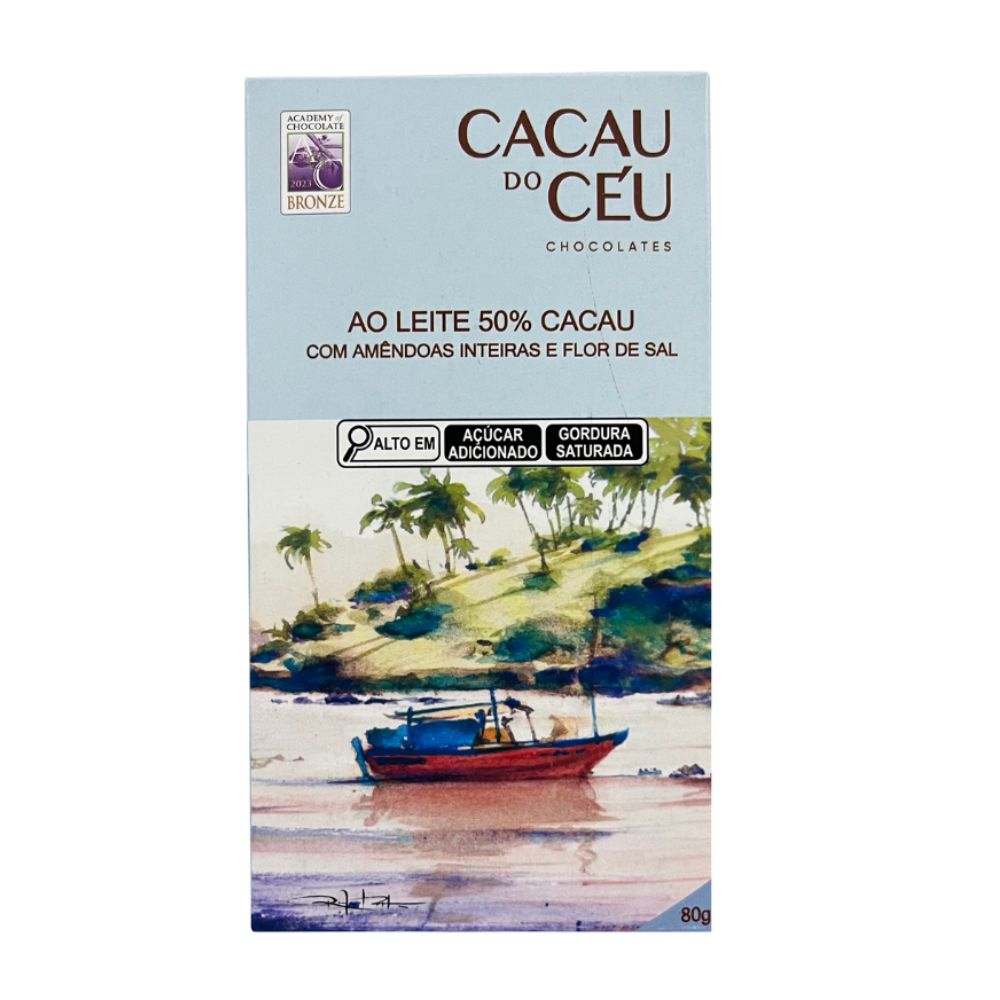 Chocolate ao Leite com Amêndoas e Flor de Sal Cacau do Céu 80g |Mambo ...